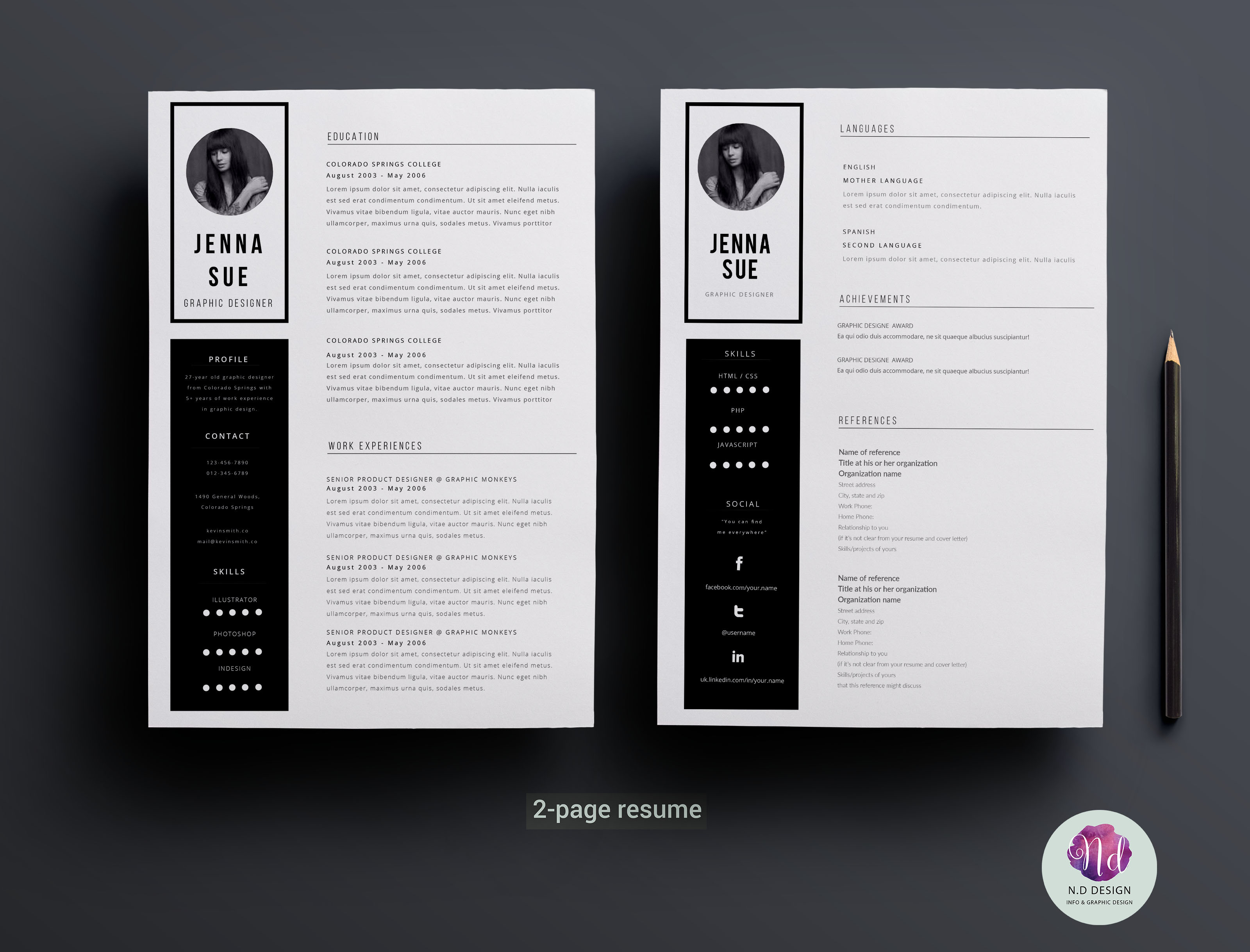 2 page CV template, a Resume Template by Chic templates