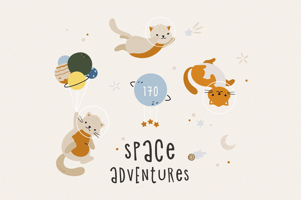 Space Adventures Graphic Collection, an Animal Illustration by AlekseliArt
