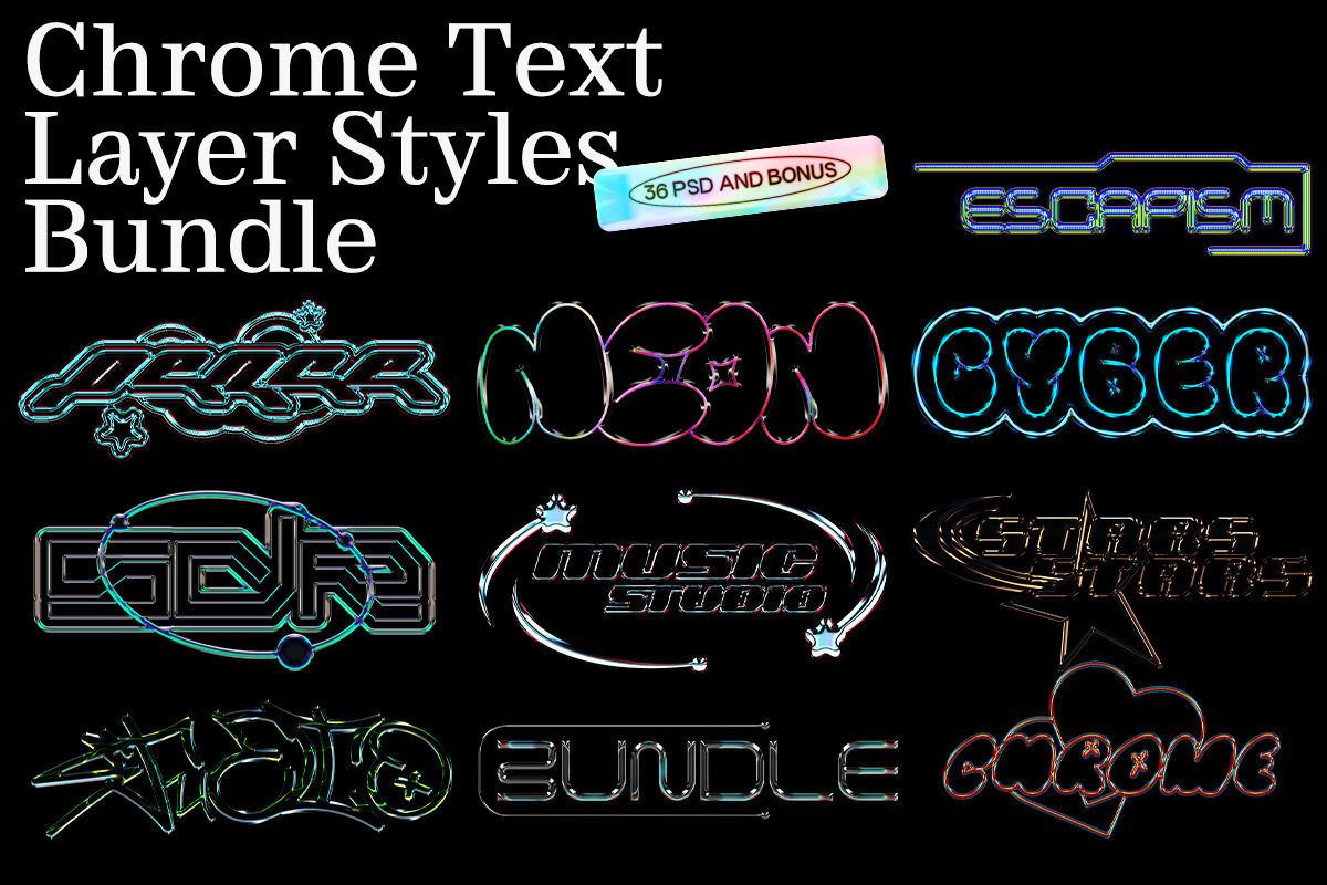 Chrome Text - Layer Styles Bundle, a Layer Style Add-On by saintricchi