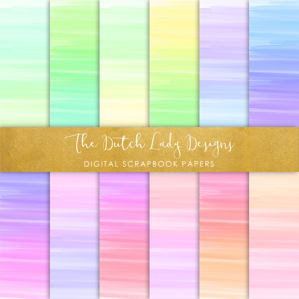 Rainbow Stripes Watercolor Papers, a Pattern Graphic by The Dutch Lady ...