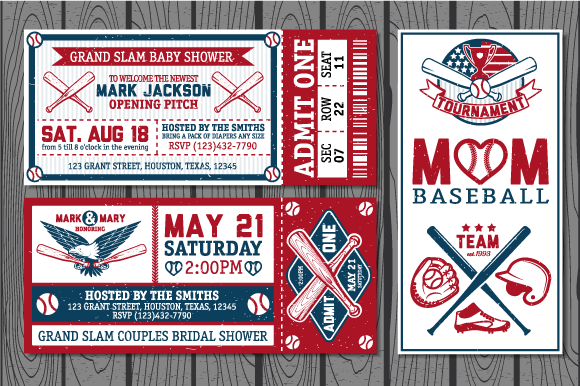 Baseball labels and badges. Set 1, an Illustration by Moloko88