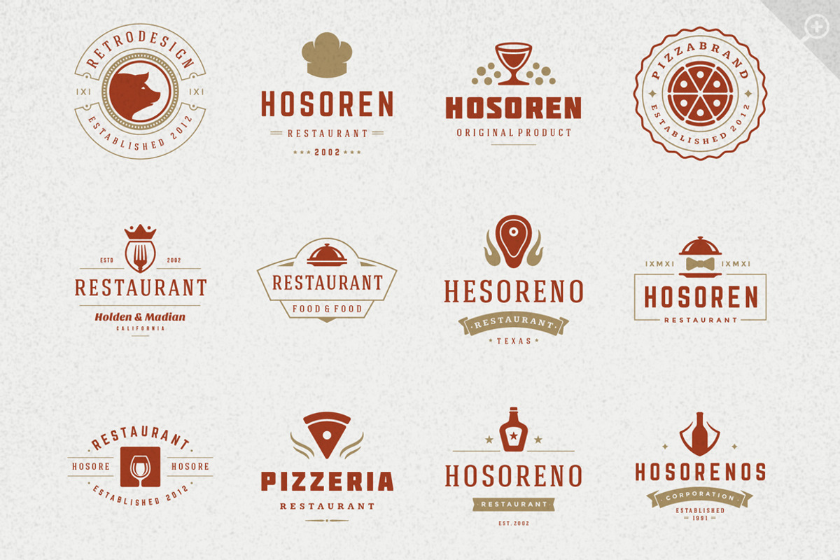 80 Restaurant Logotypes and Badges, a Branding & Logo Template by Vasya ...