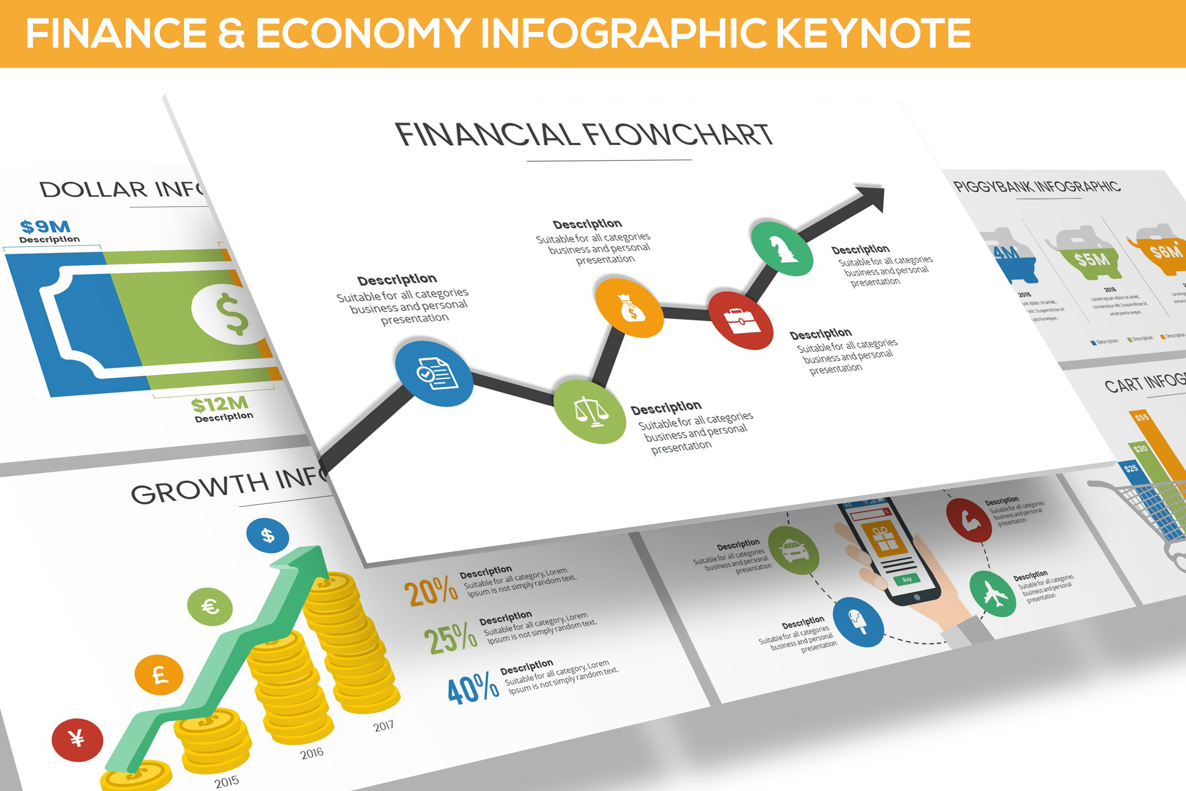 Finance Infographic Keynote, a Presentation Template by SlideFactory