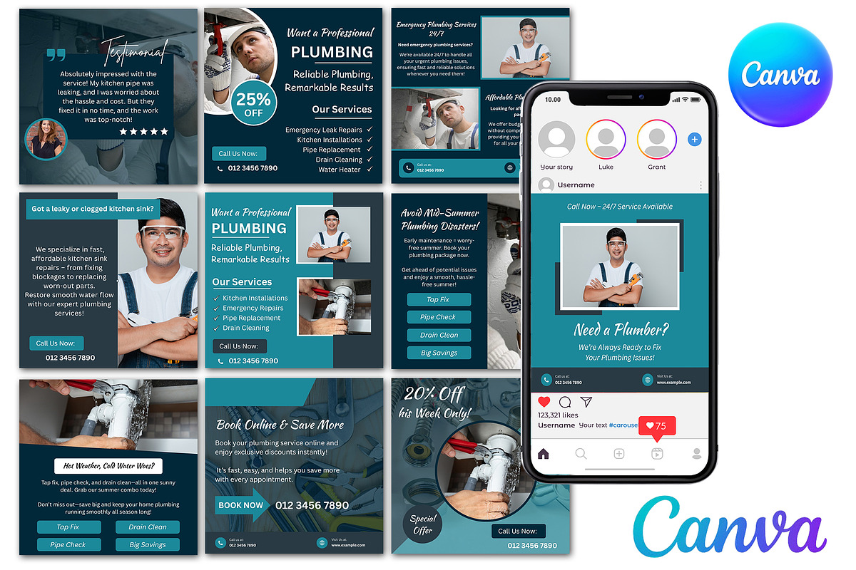 Plumbing Canva Templates Bundle