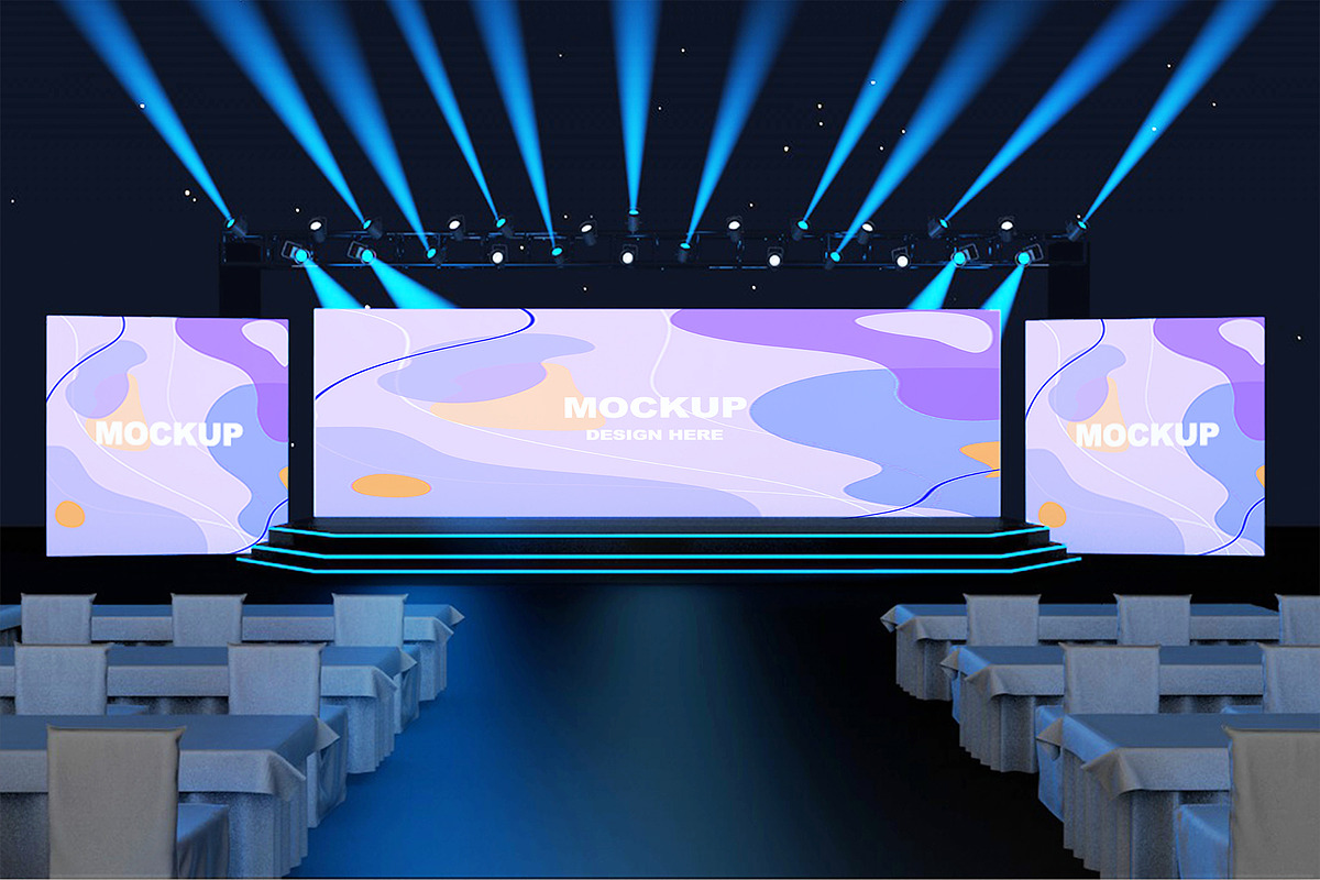 stage screen mockup design, an Advertising Mockup by krepik