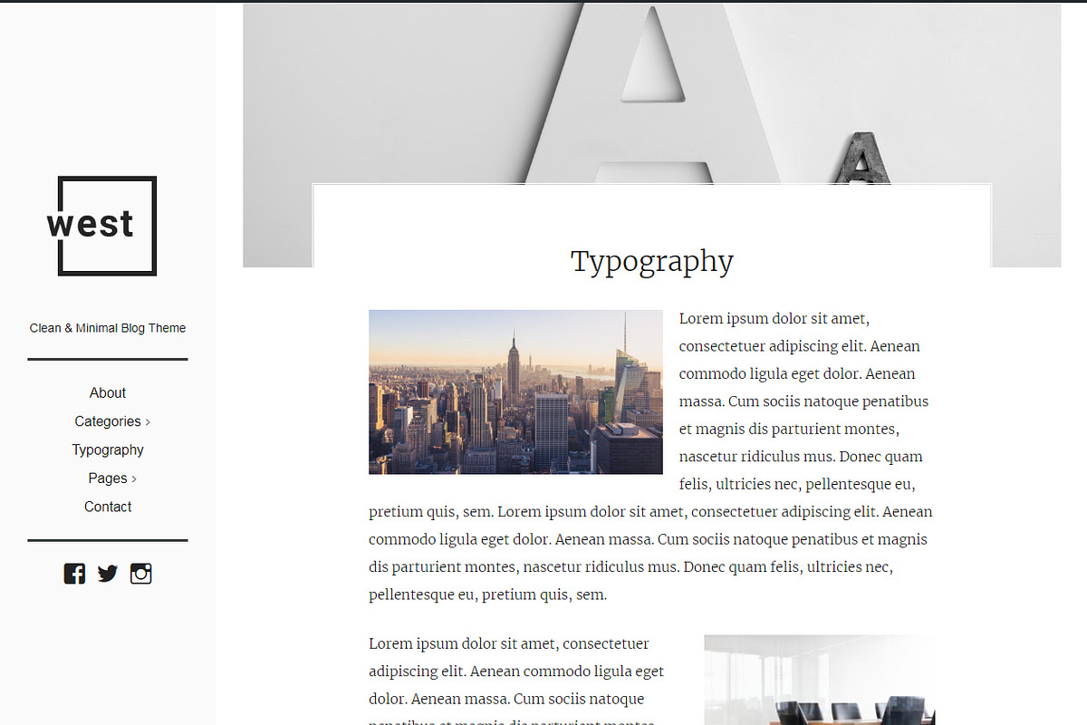 One West - Clean & Minimal WP Theme, a WordPress Template by Excellent Dynamics | Creative Market