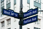 Road signs in midtown of new york featuring 34th, america, and american ...