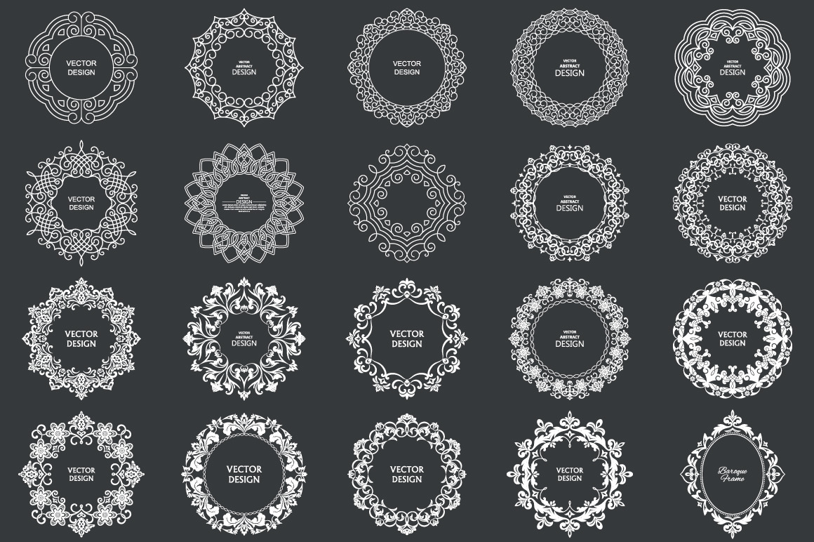 Big set decorative circular frames, a Decorative Illustration by ...