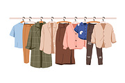 Modern clothes on rack, hanger rail, an Object Illustration by Good Studio