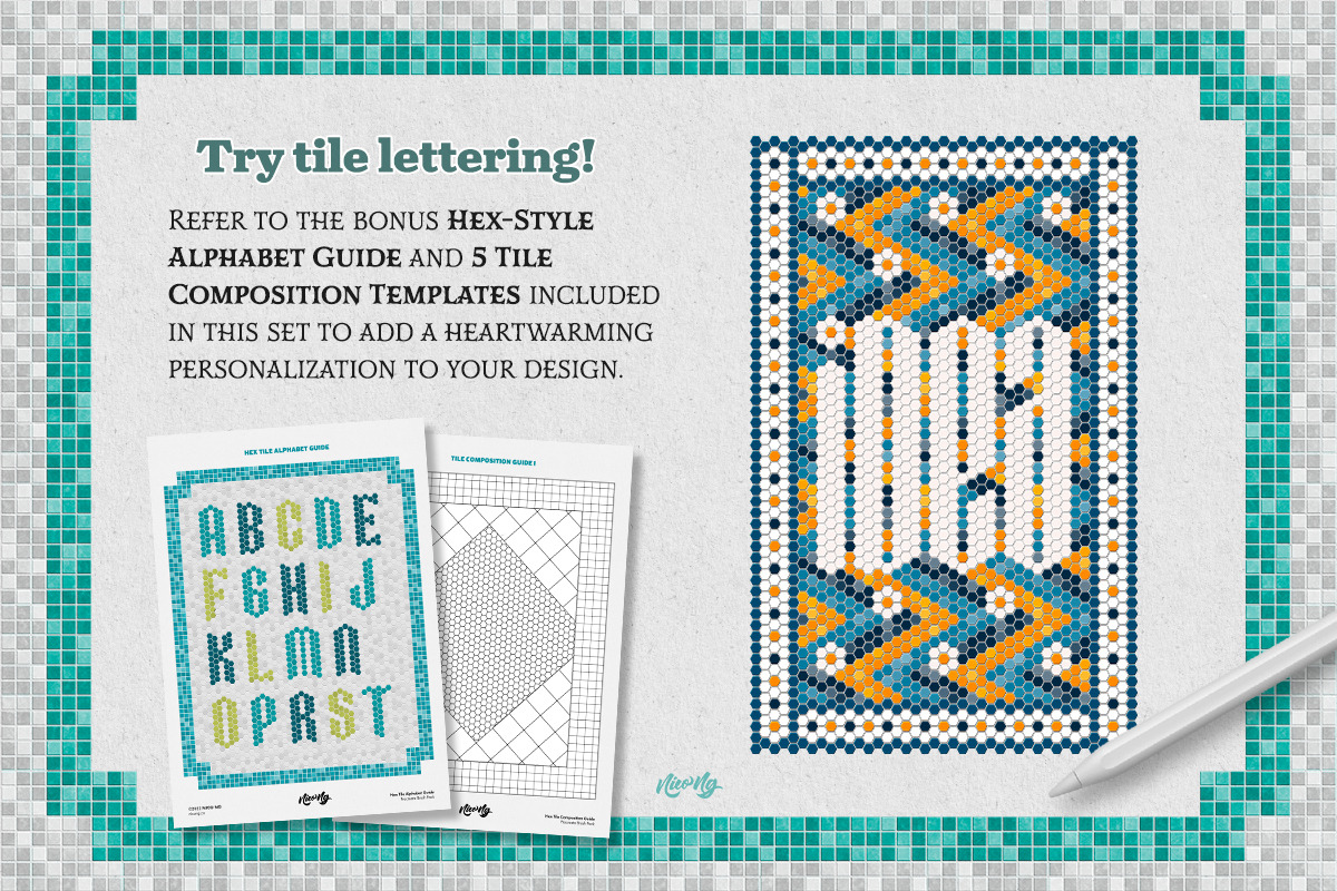 Tile Pattern Procreate Brushes & Textures by Nico Ng