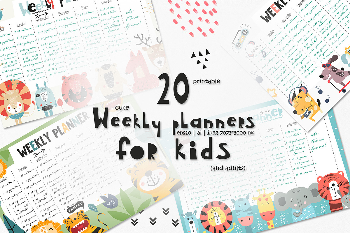 Weekly planners big set for kids, an Education Illustration by Nursery Art