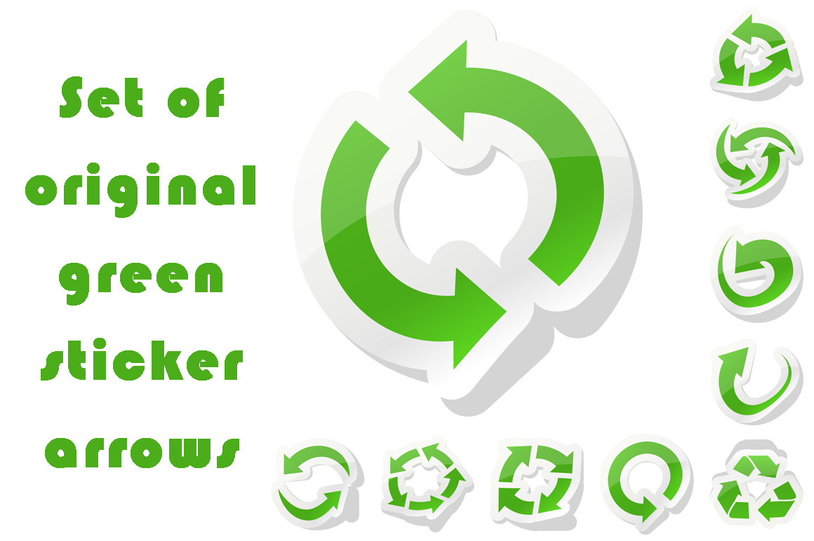 Set of original green sticker arrows, an Illustration by Vjom