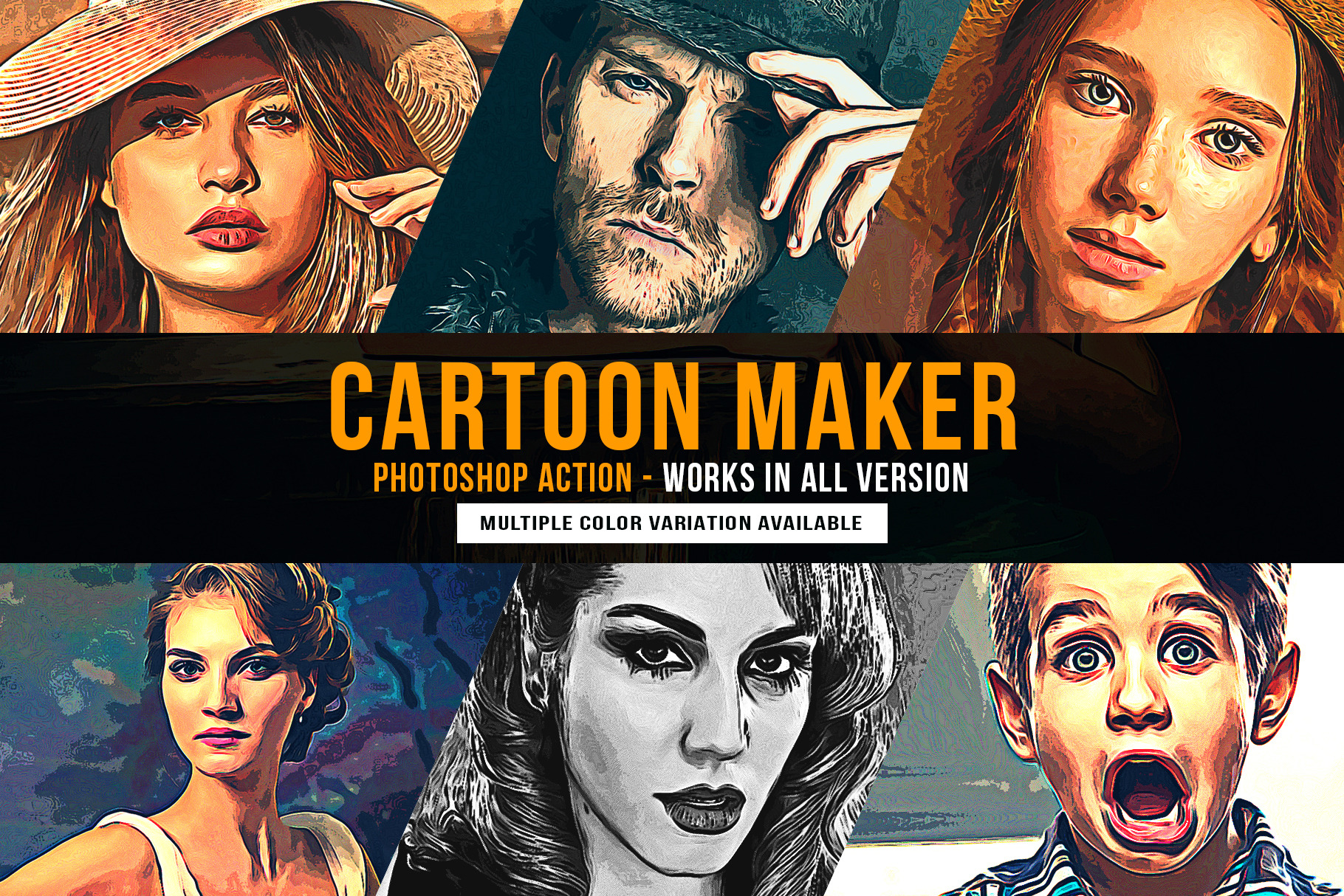 Cartoon Maker Photoshop Action, an Action Add-On by U_Design