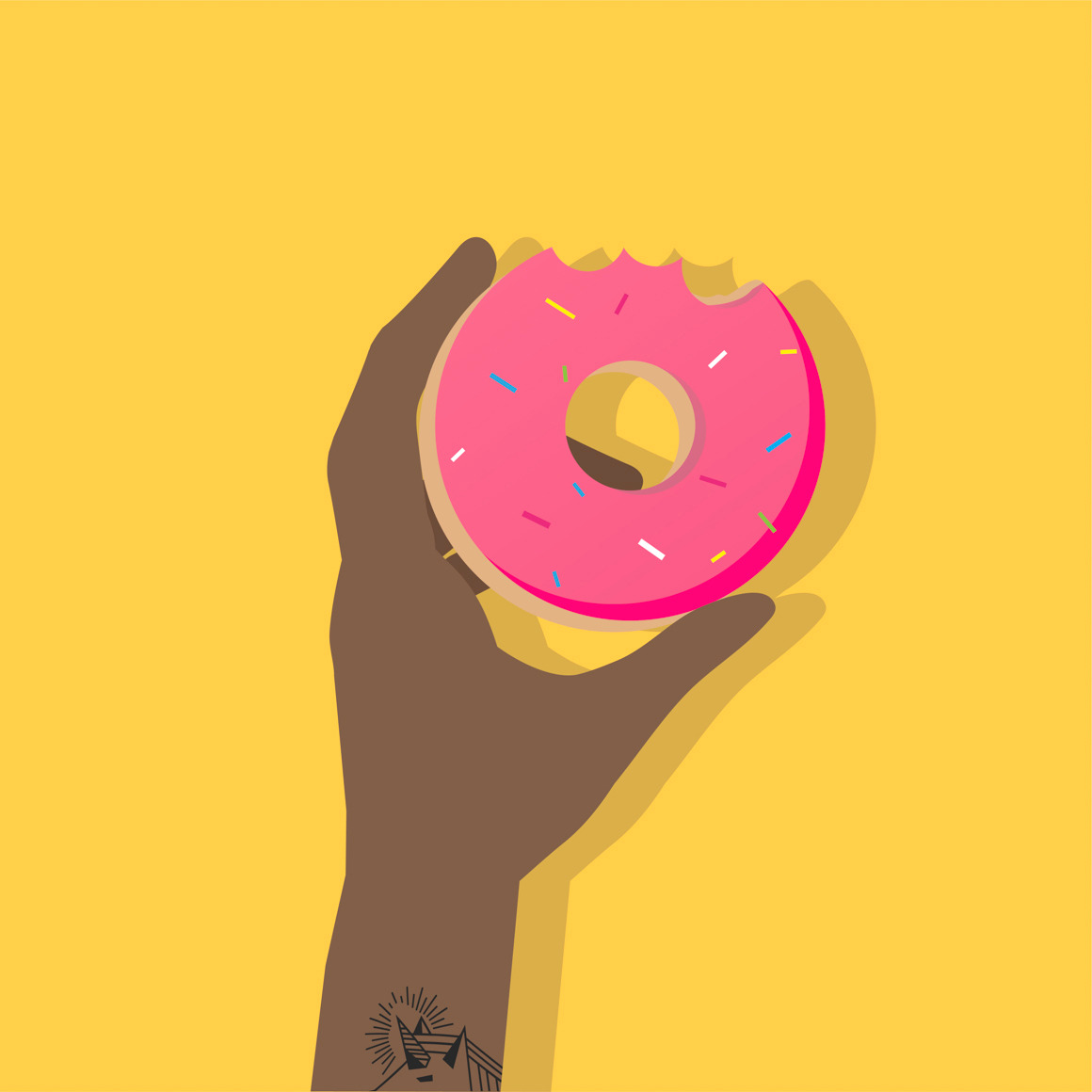 Illustration of hand holding donut, a Food Illustration by rawpixel