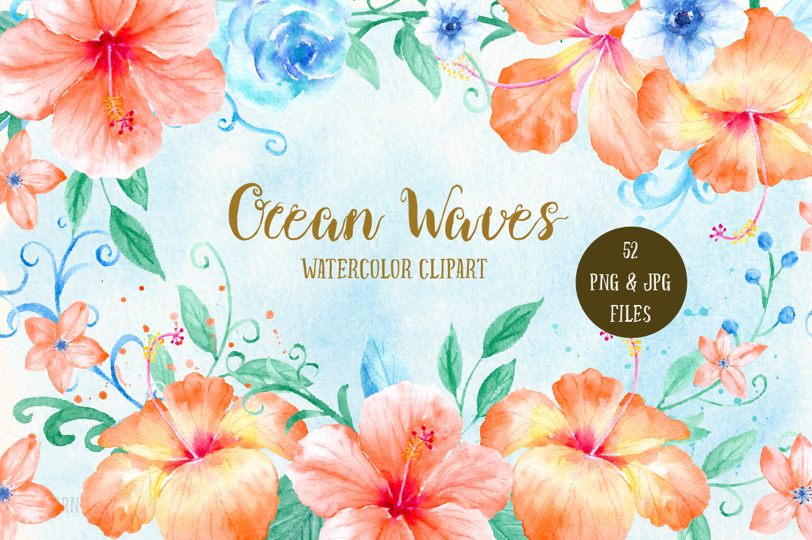 Watercolor Clipart Ocean Waves, a Texture Illustration by Corner Croft