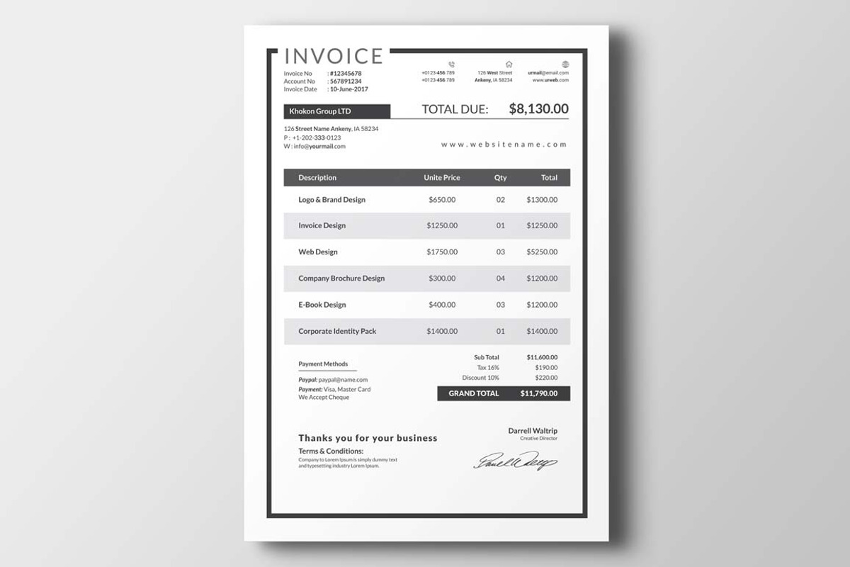 Invoice, a Stationery Template by MRI STUDIO