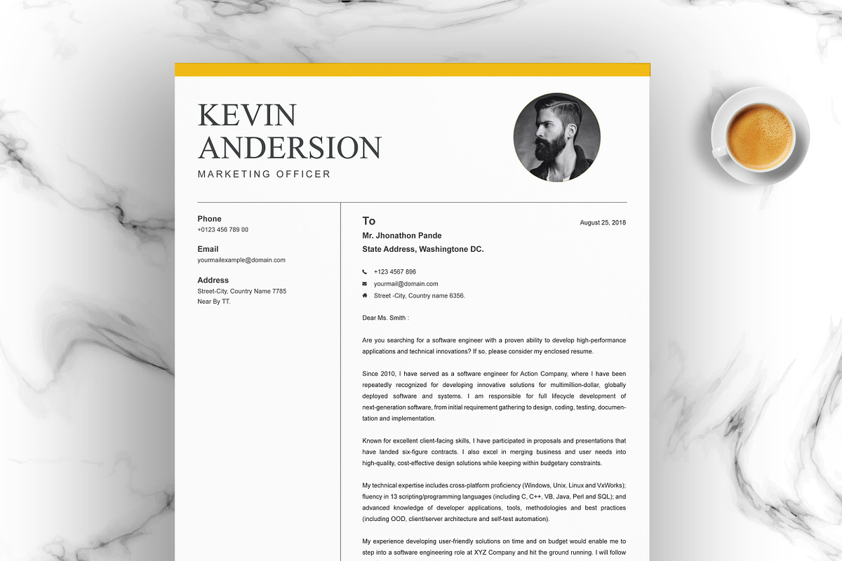 Modern CV Resume + Cover Letter, a Resume Template by ResumeInventor