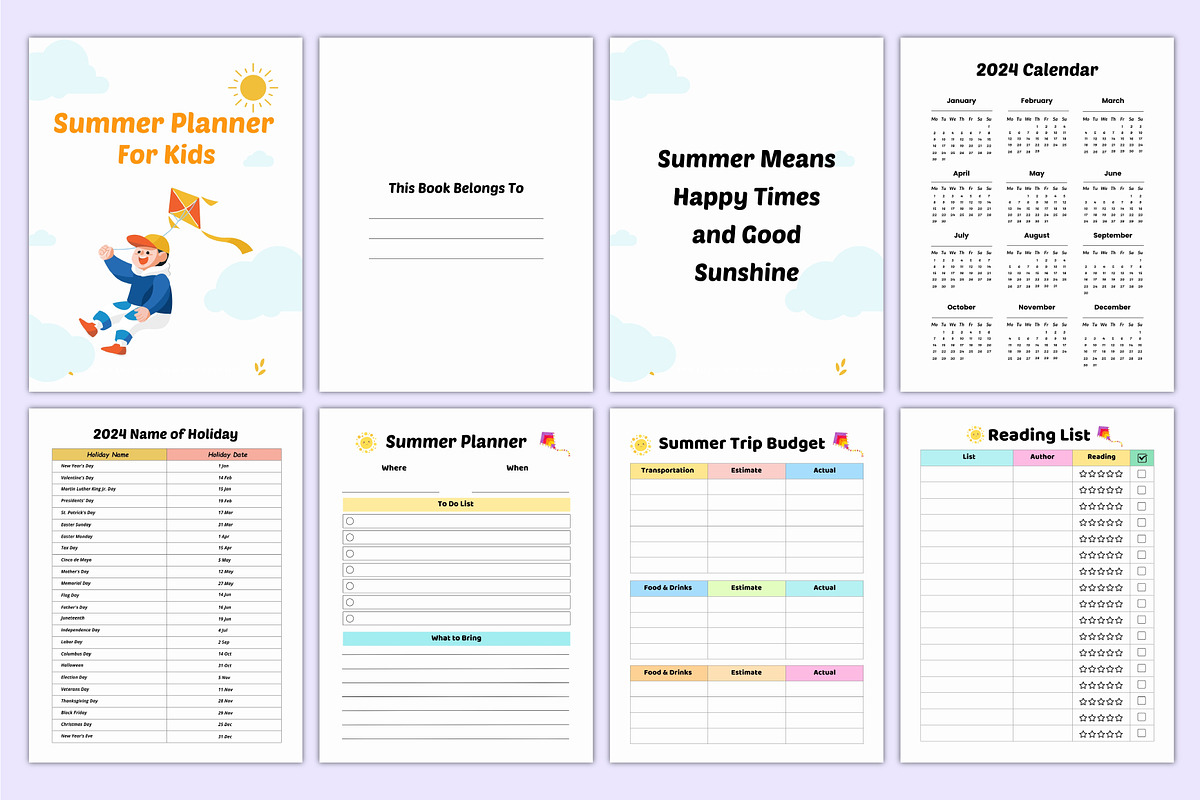 Summer Planner For Kids Canva Kdp