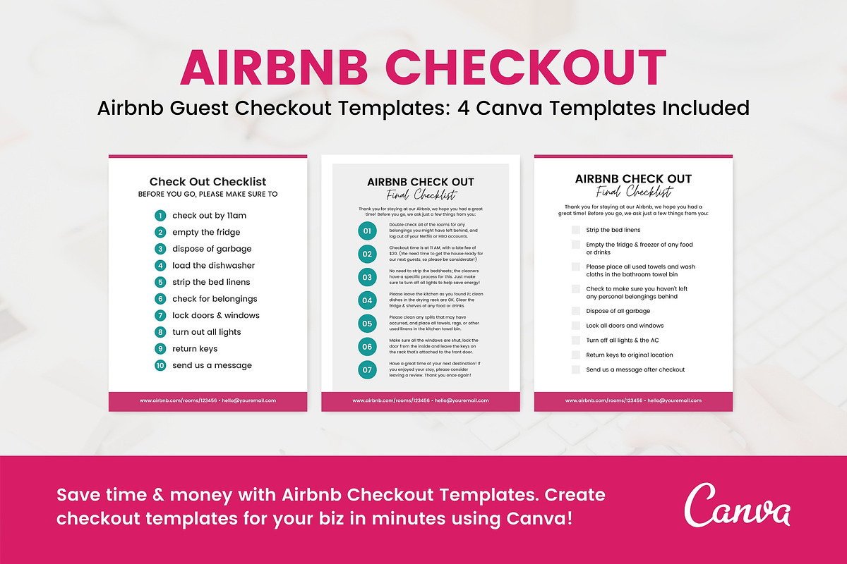 Airbnb Checkout Templates Canva, a Brochure Template by Fallon Gerst