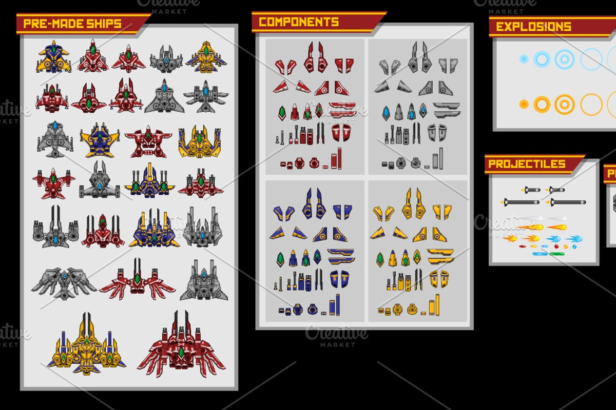 Space Shooter Creation Kit, an Illustration by pzUH | Creative Market