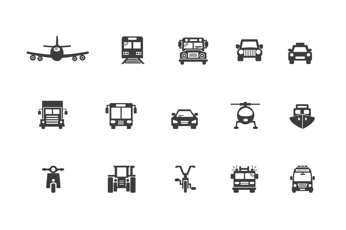 15 Transportation Icons, an Icon by Creative VIP