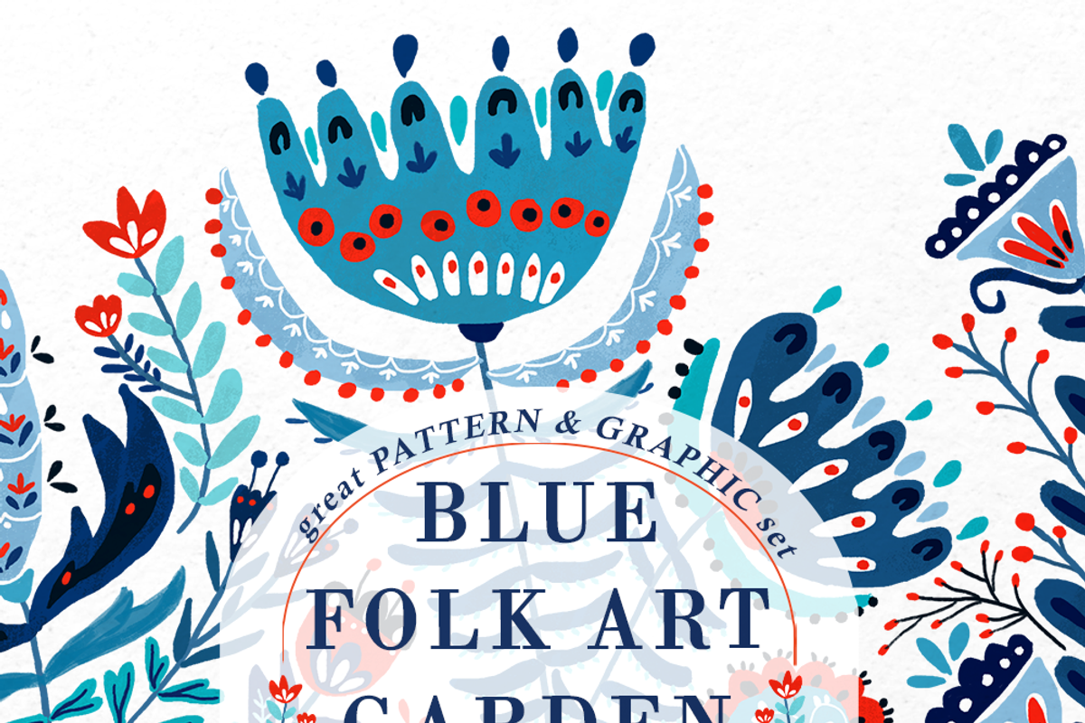 Blue Folk Art Garden