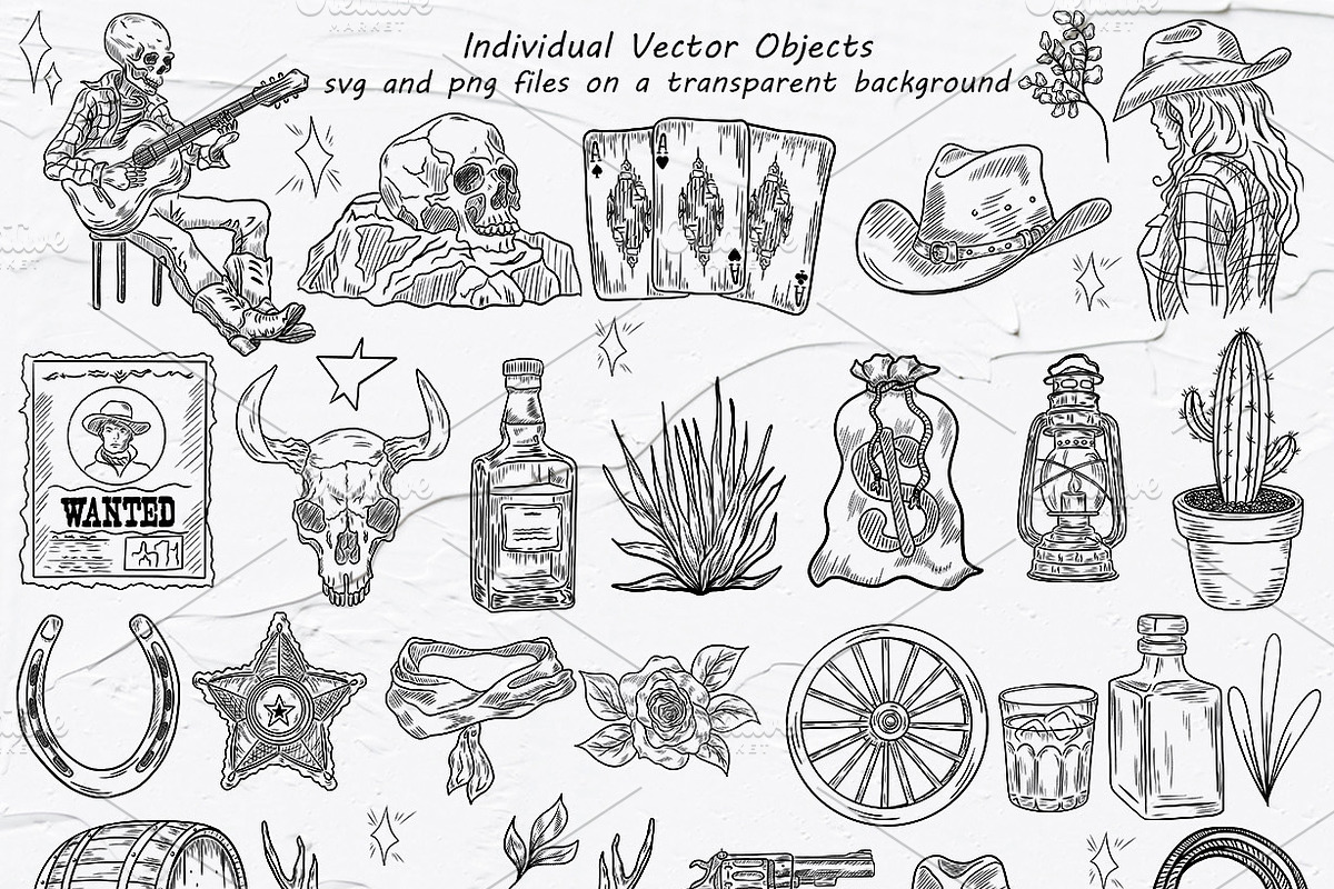 Wild West Vector Outlines, an Outline Icon by BarvArt