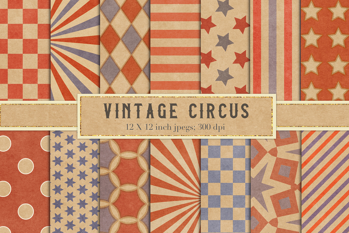 Vintage Circus Patterns, a Pattern Graphic by Paper Farms