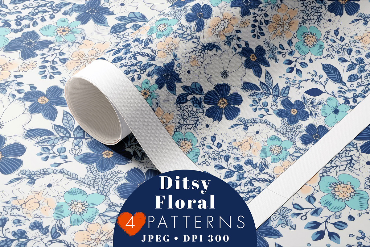 Blue Ditsy Floral Patterns for Kids