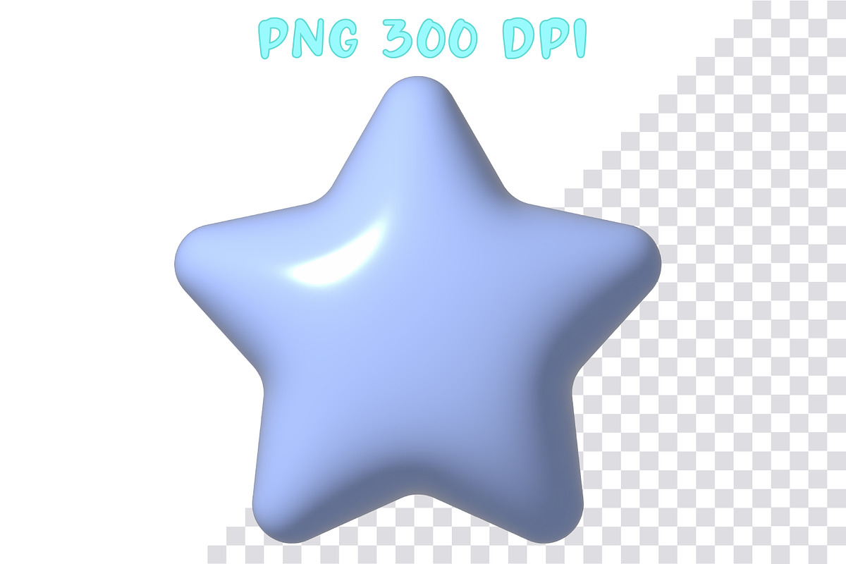3D stars clipart in pastel color