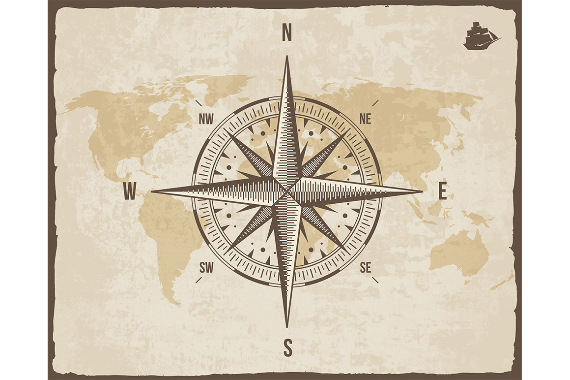 Vintage Nautical Compass, a Texture Illustration by Things for designers
