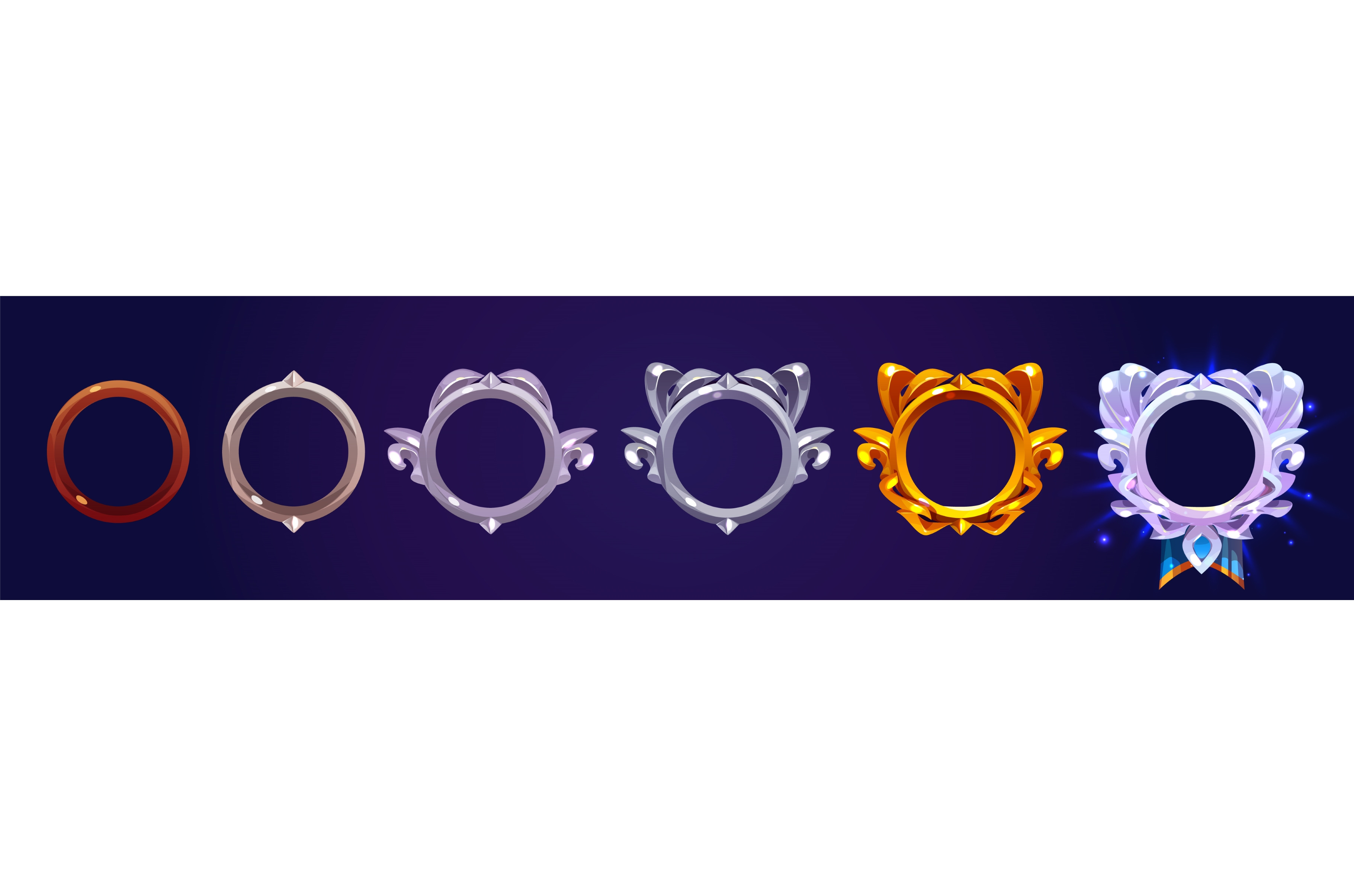 Circle game rank frames set, an Object Illustration by art PVP - market