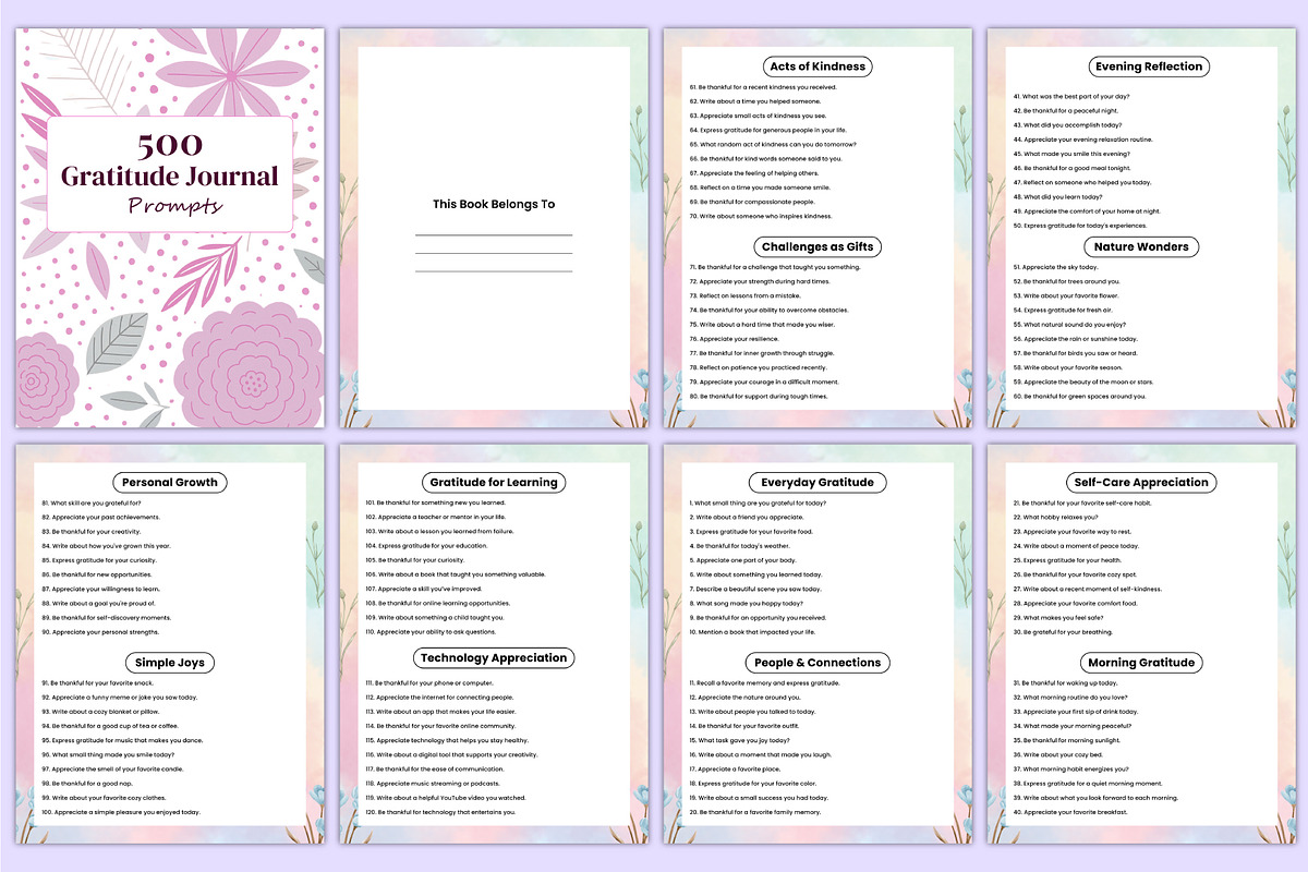 500 Gratitude Journal Prompts Canva