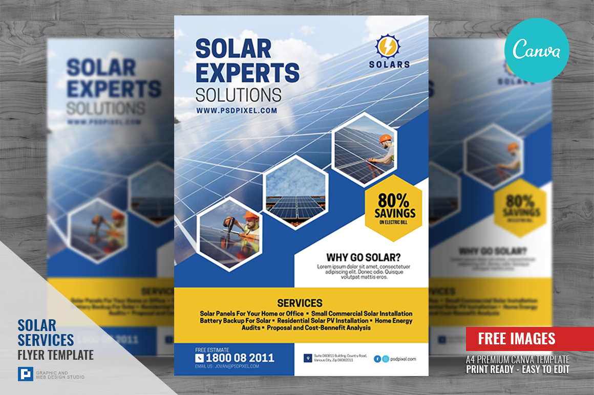 Solar Energy Promotional Canva Flyer | Creative Market