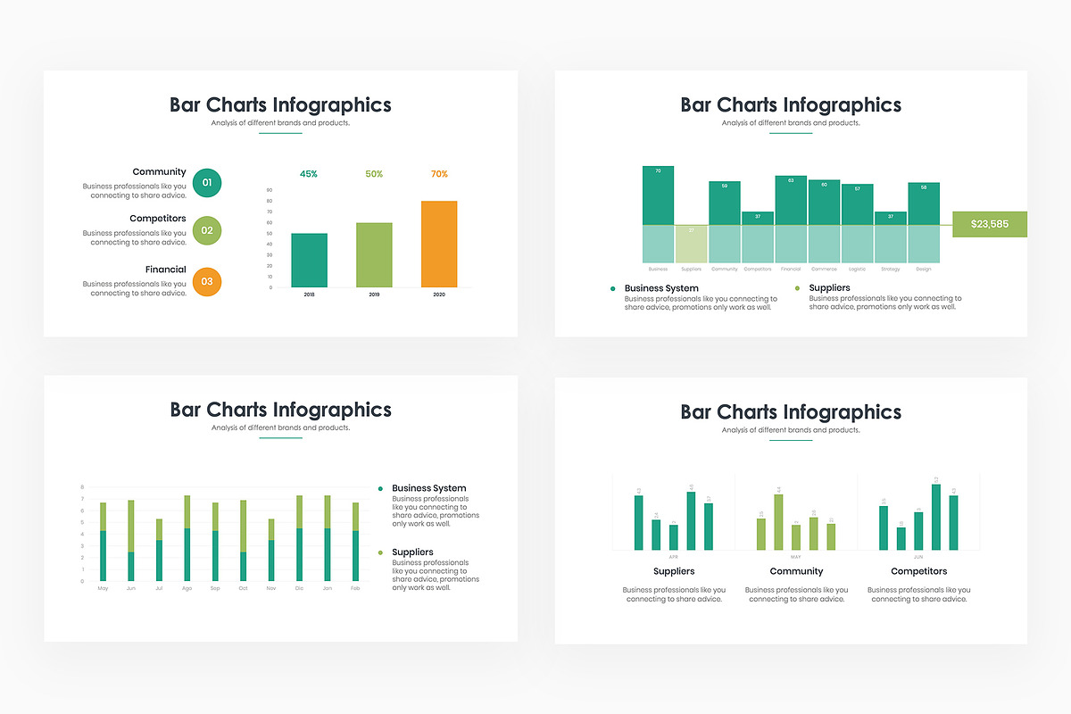 Bar Charts Infographics - PowerPoint, a Presentation Template by slidequest