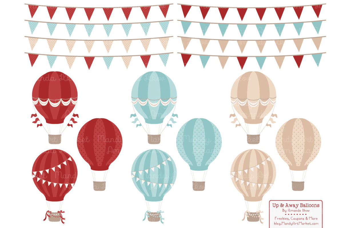 Red & Robin Egg Hot Air Balloons, an Illustration by Amanda Ilkov