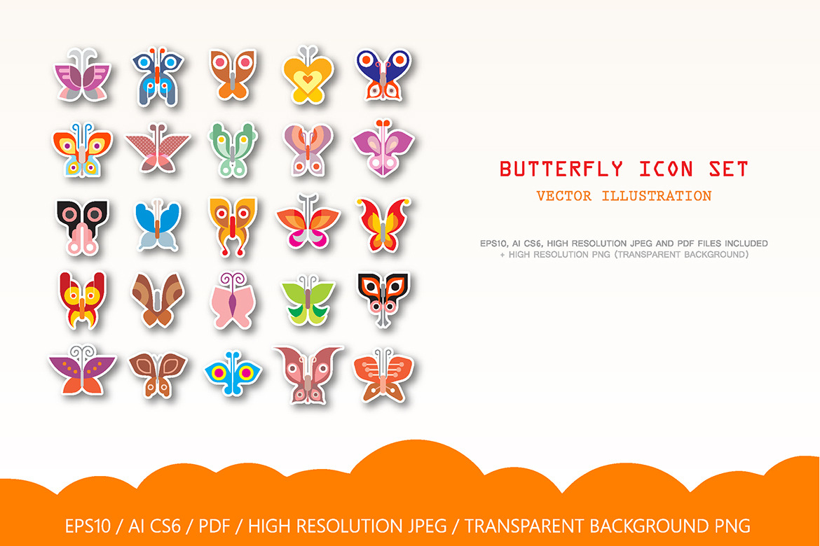 Butterfly icon set, an Icon by danjazzia