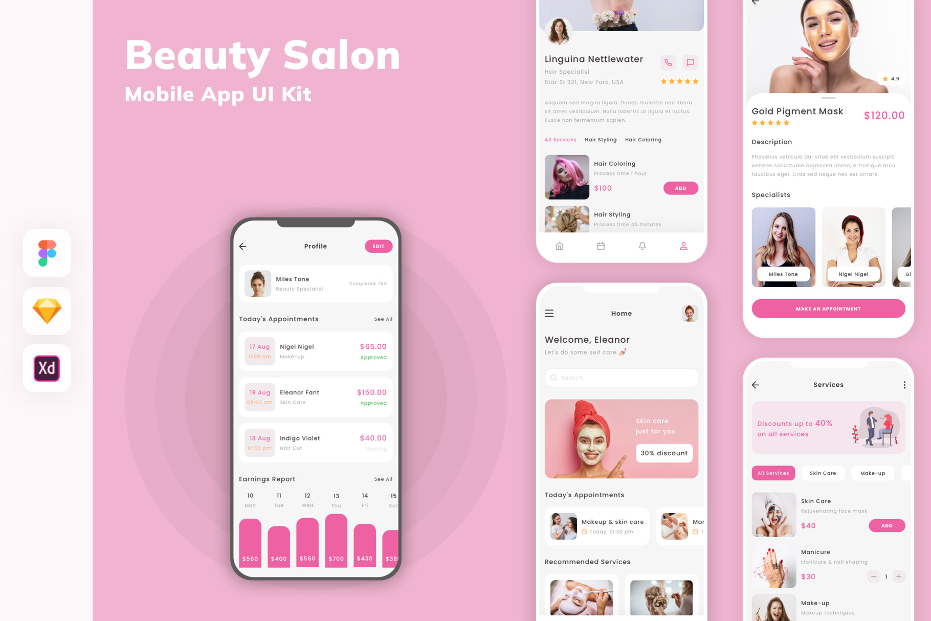 Beauty Salon Mobile App UI Kit, an UI Kit Template by uicube