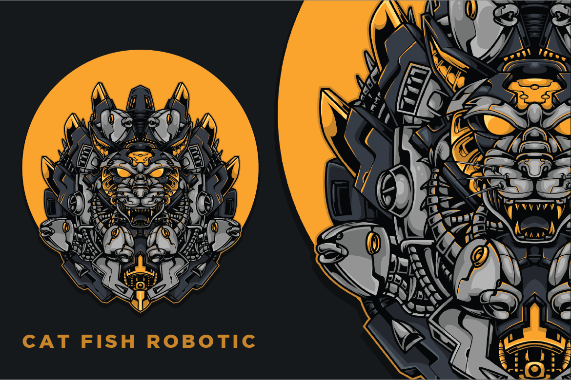 Cat Fish Robotic, an Animal Illustration by erix_ultrasonic