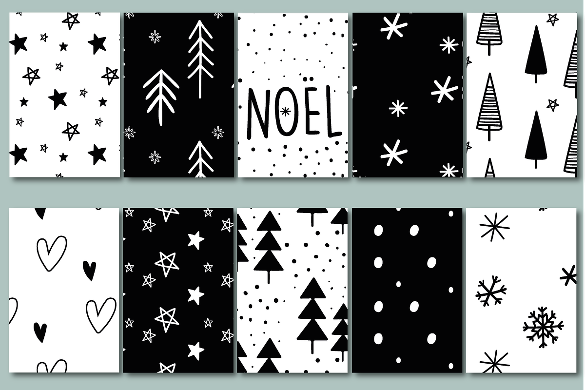 Mono xmas papers, a Pattern Graphic by Poppymoondesign