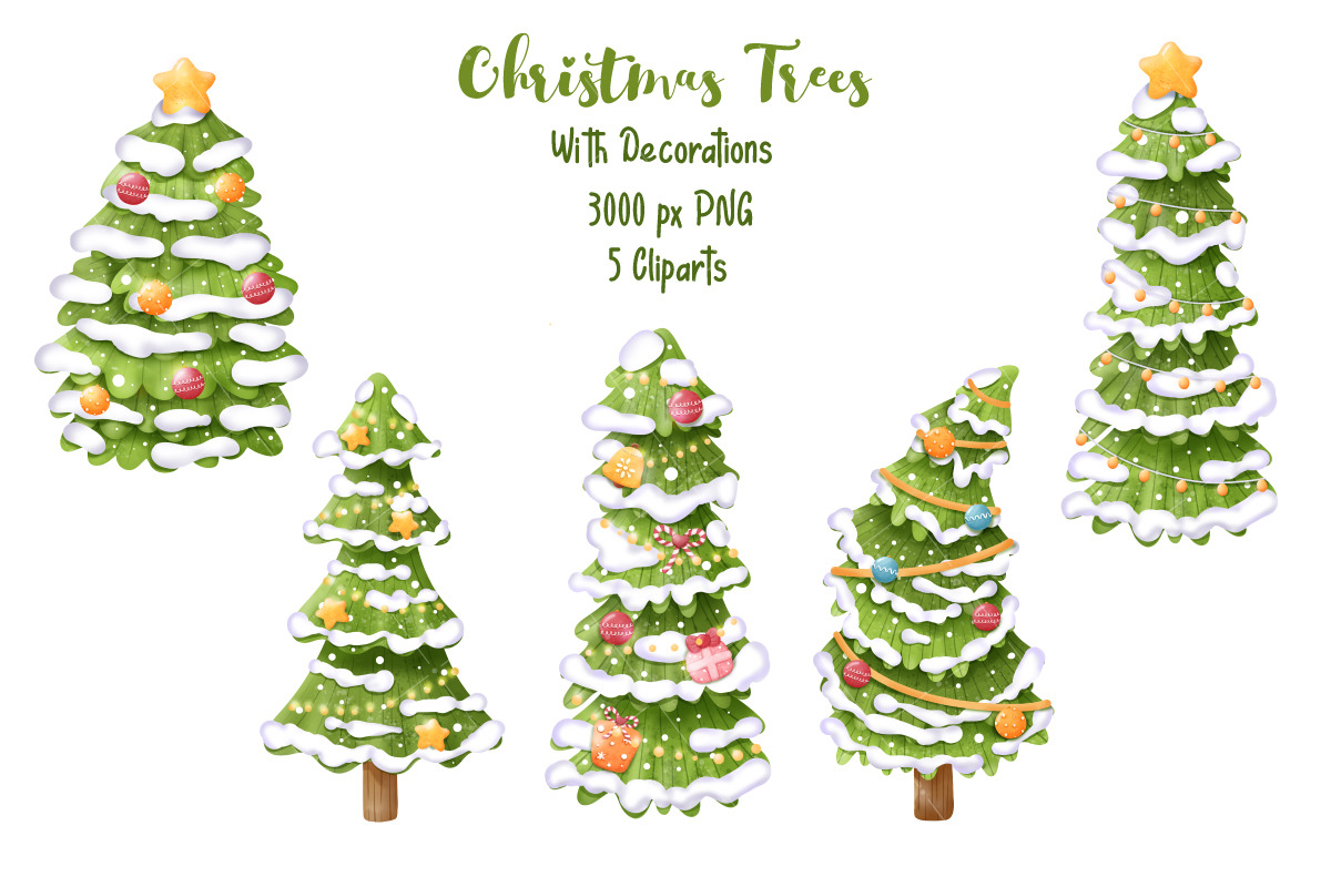 Christmas Trees Clipart Set, a Decorative Illustration by ...