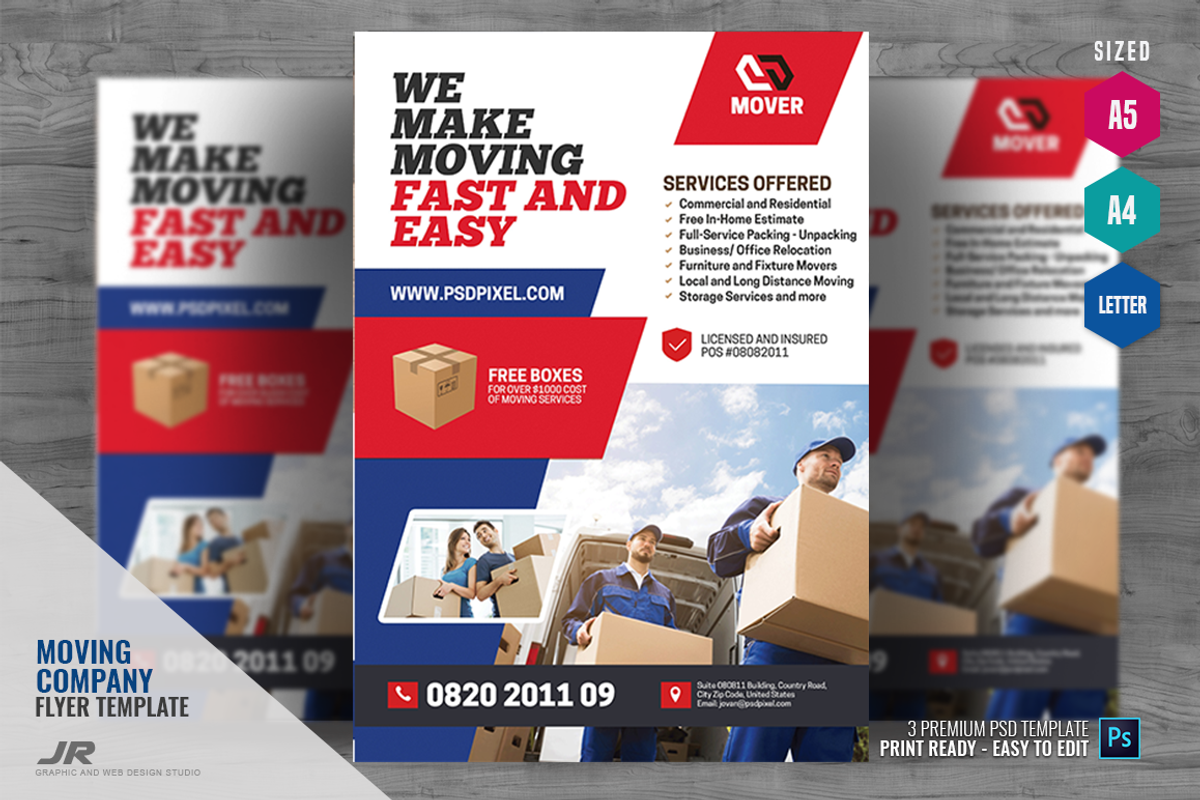Moving and Logistics Flyer, a Flyer Template by PSDPixel