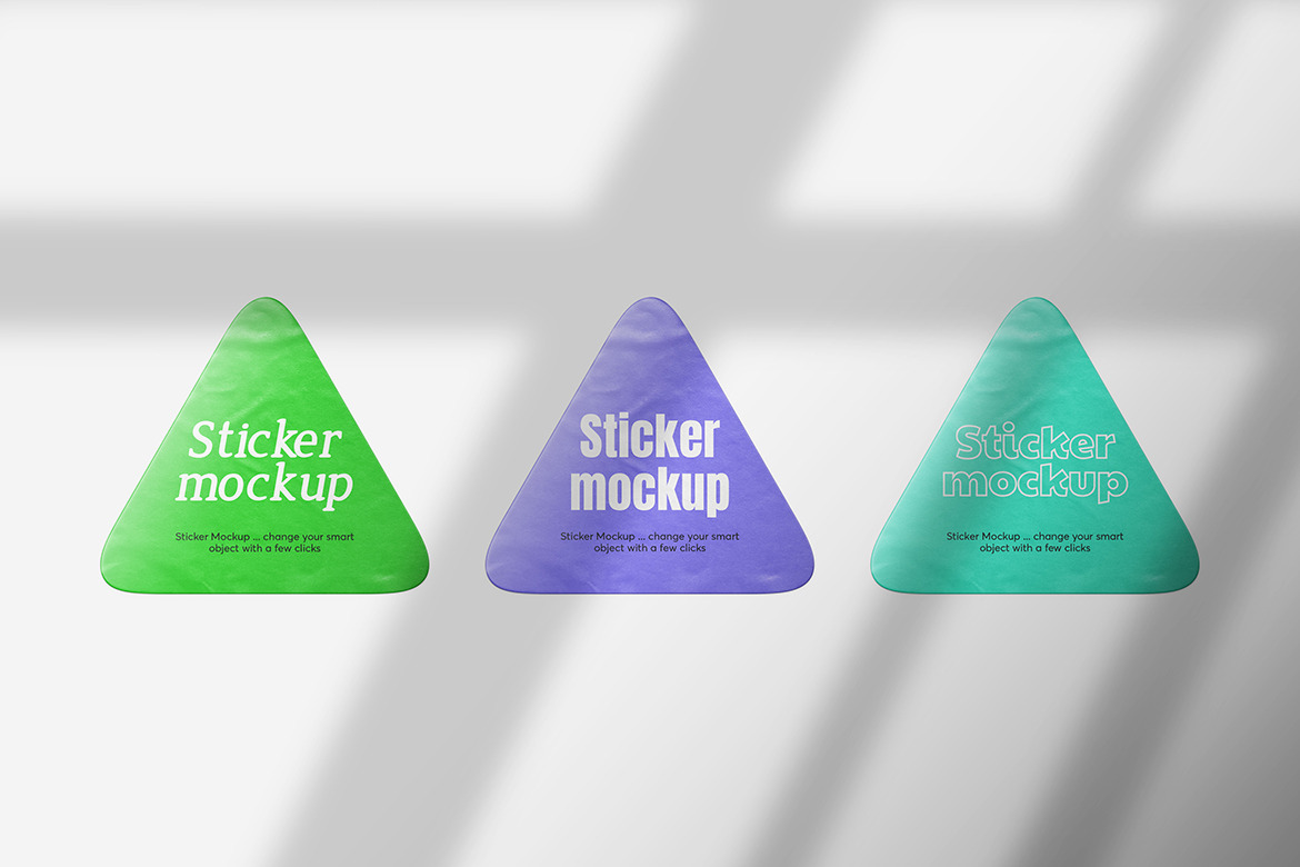 Triangle Sticker Mockup, a Print Template by PrexTheme | Creative Market