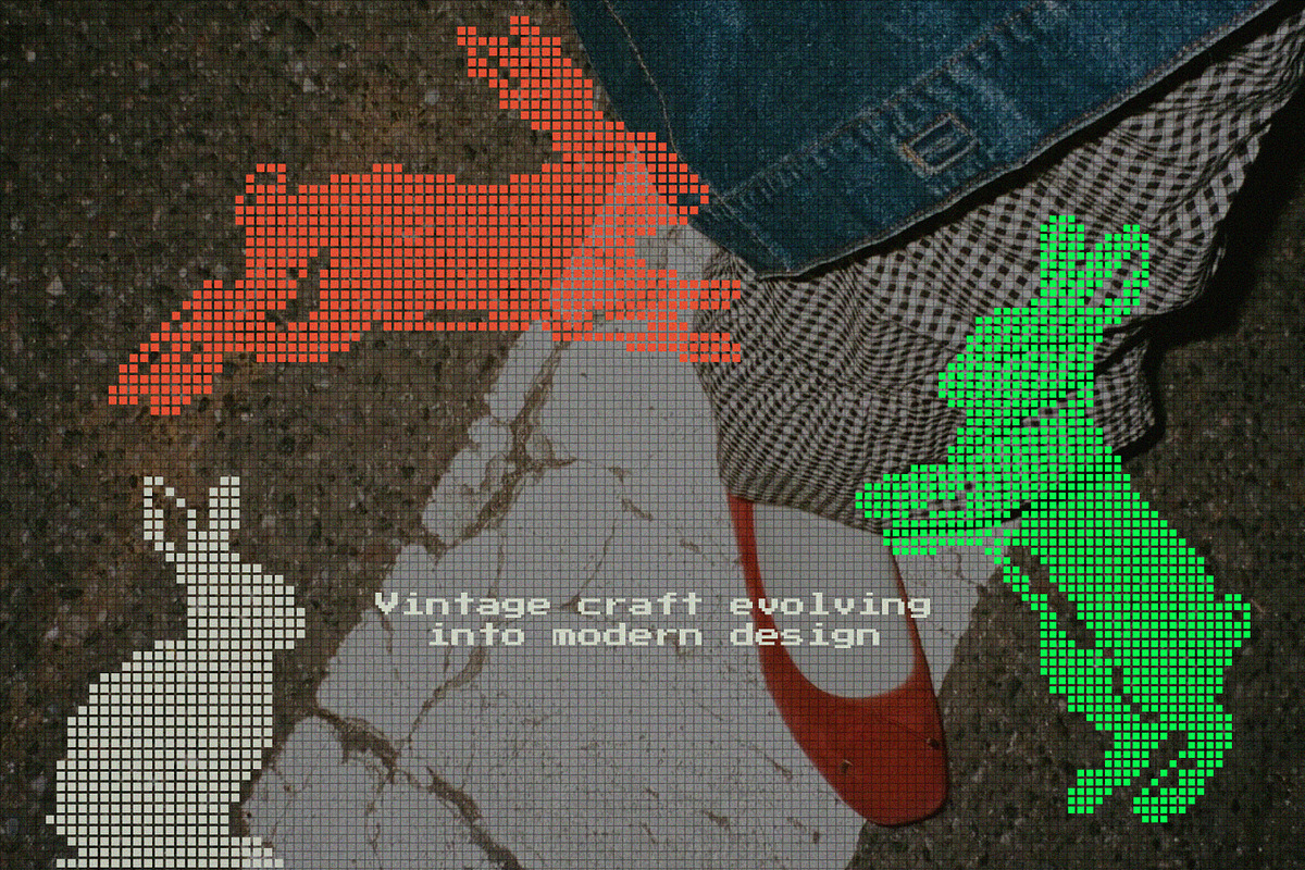 Vintage Vector Pixel Crochet Lace