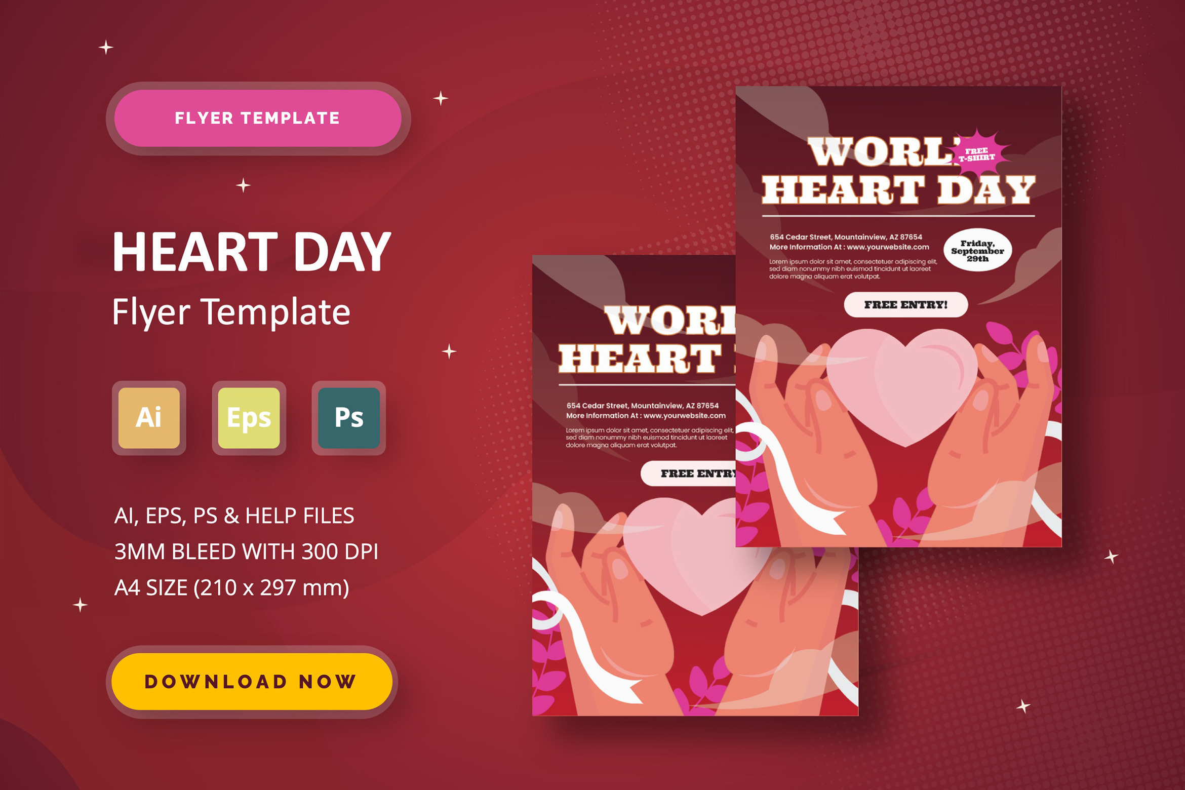 Heart Day - Flyer Template, a Flyer Template by StreaksideStd