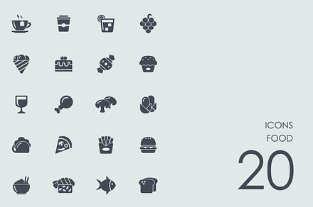20 Healthy Eating icons, an Icon by Palau