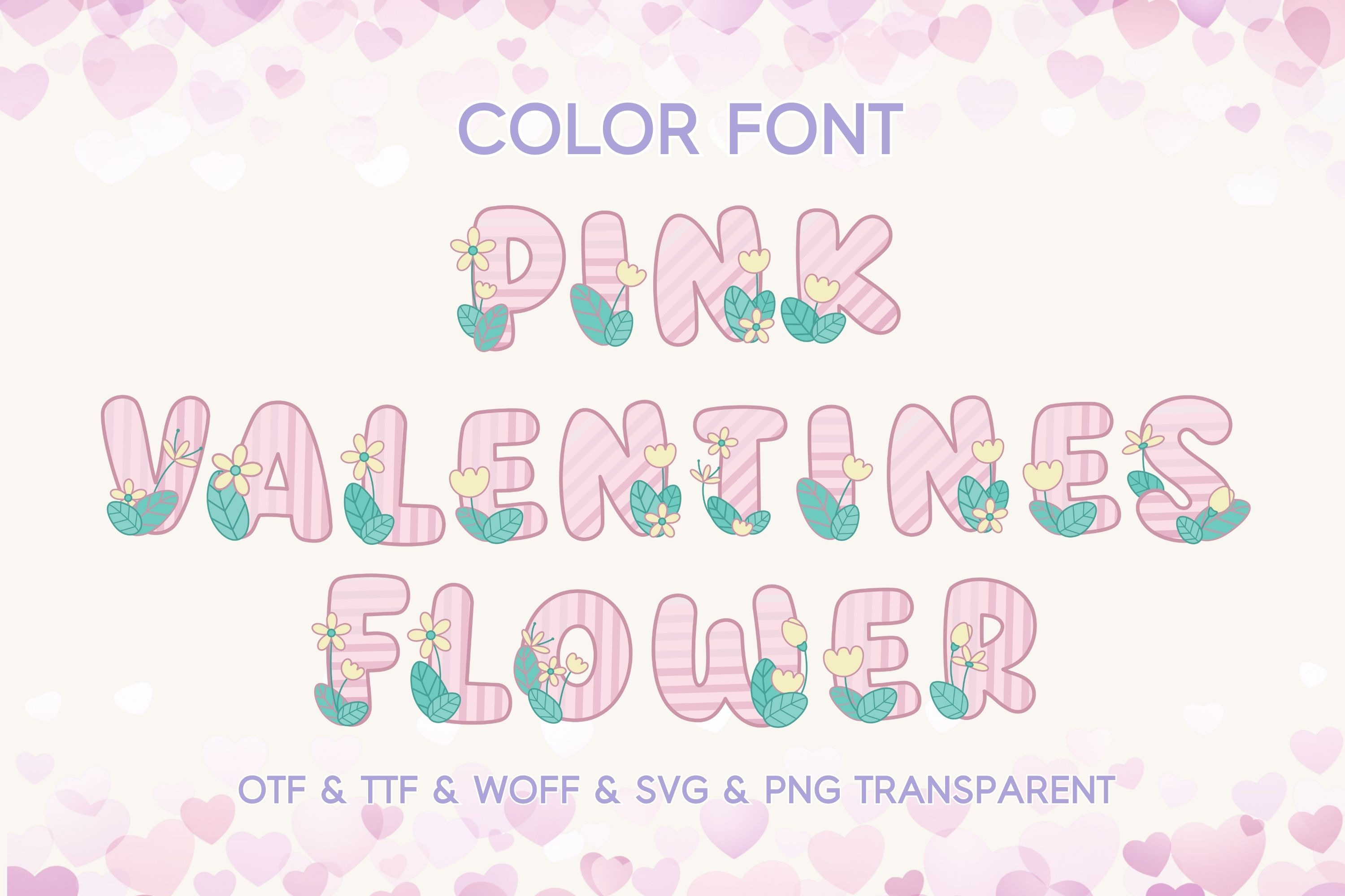 Pink Valentines Flower - Color Font