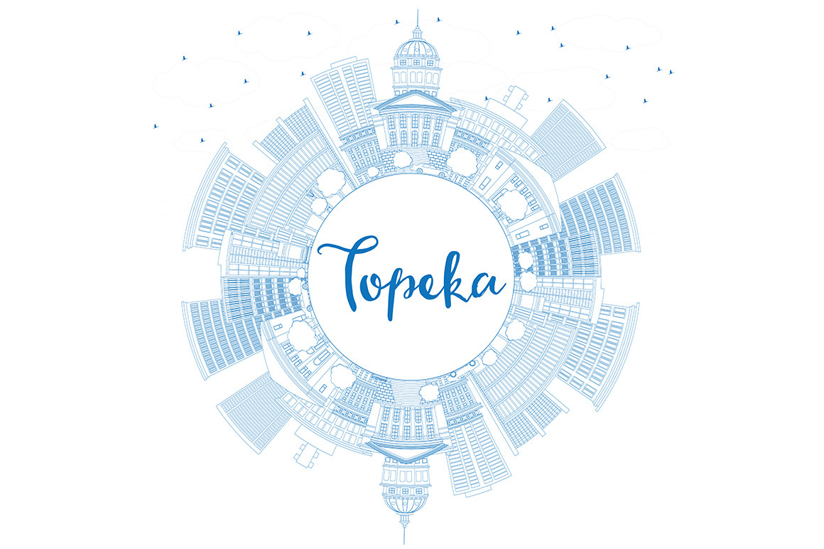 Outline Topeka Skyline, a Person Illustration by Booblgum