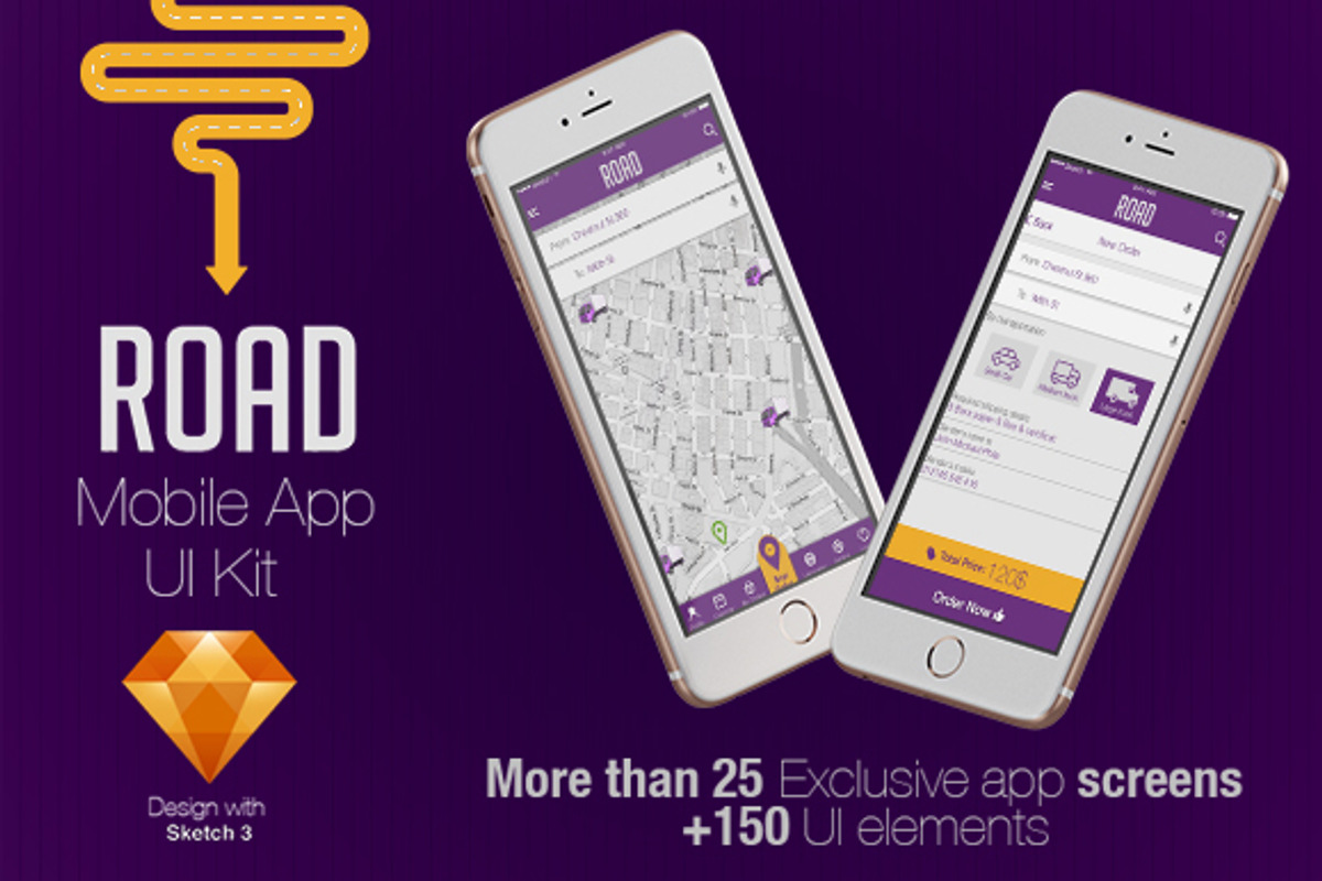 ROAD Mobile App UI Kit, an UI Kit Template by UIUX Halim