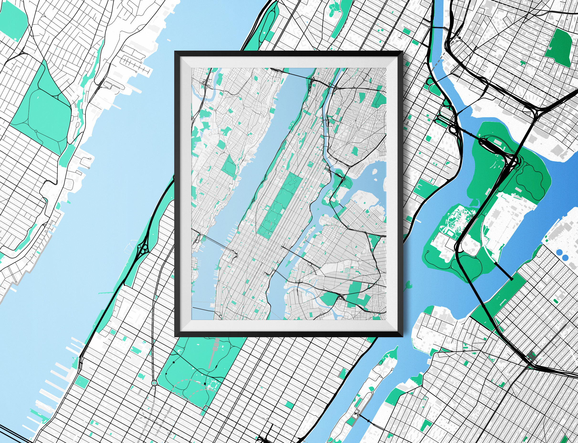 Manhattan - Fully Vectored Road Map, an Illustration by The Map Studio
